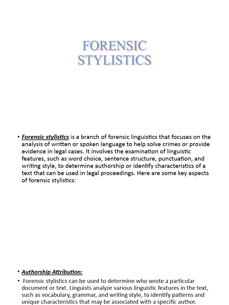 Forensic Stylistics | PDF | Expert Witness | Linguistics