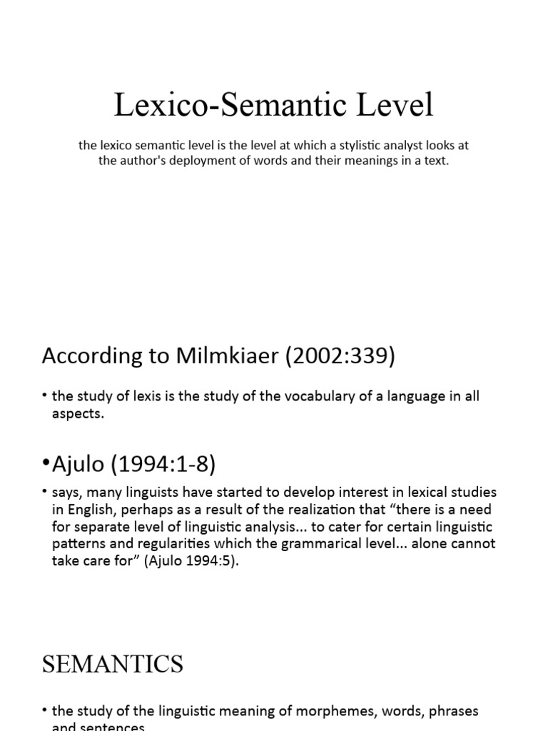 Lexico Semantic | PDF | Lexicon | Linguistics