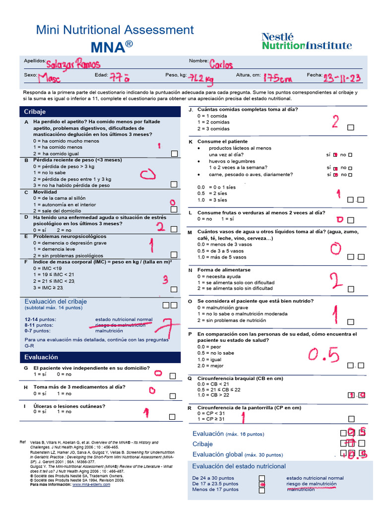 MNA Spanish | PDF | Pérdida de peso | Enfermedades y trastornos