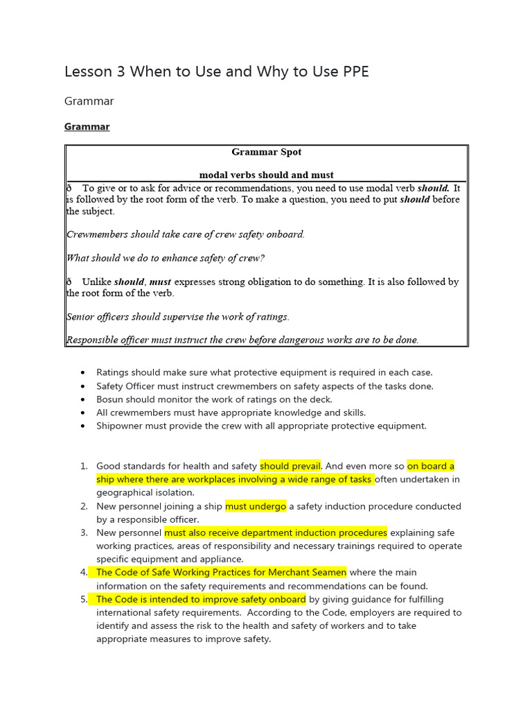 Lesson 3 | PDF | Personal Protective Equipment | Occupational Safety And Health