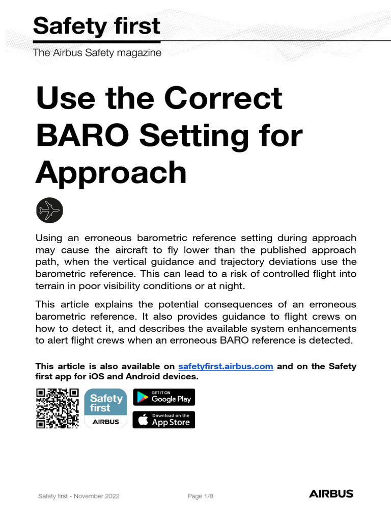 Use The Correct Baro Setting For Approach | PDF | Altimeter | Transport ...