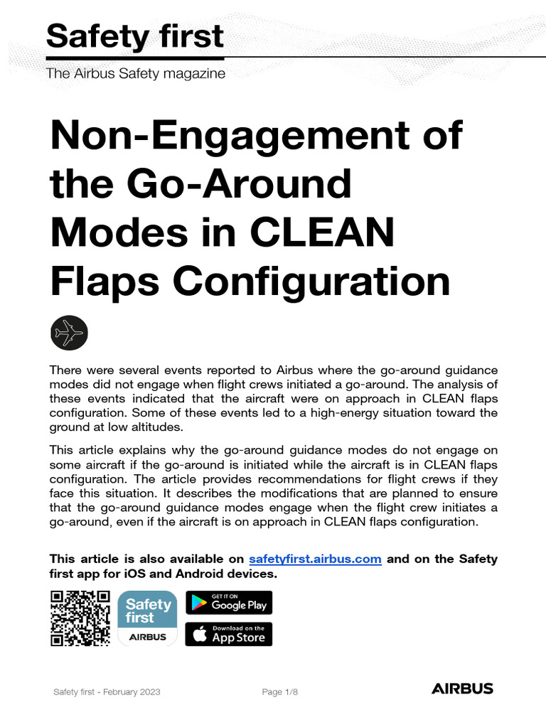 Non Engagement of The Go Around Modes in Clean Flaps Configuration ...