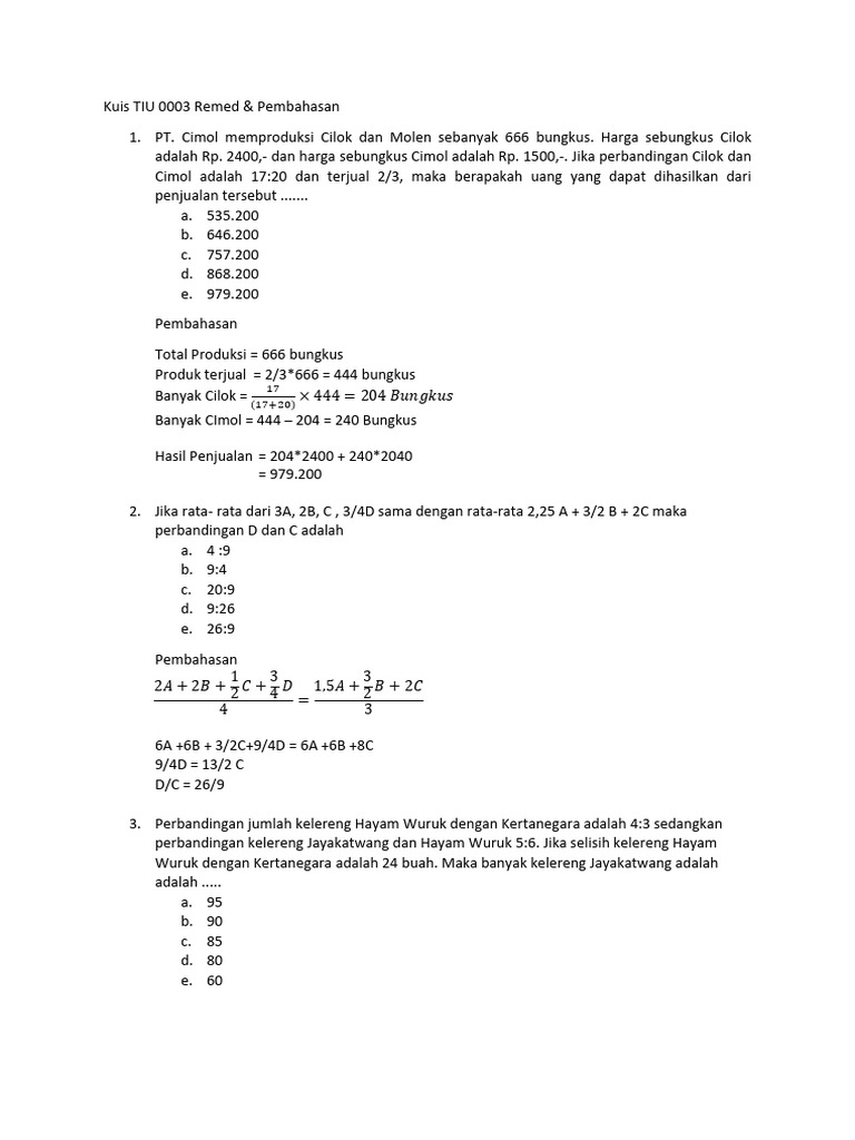 Kuis TIU 0003 Remed & Pembahasan | PDF