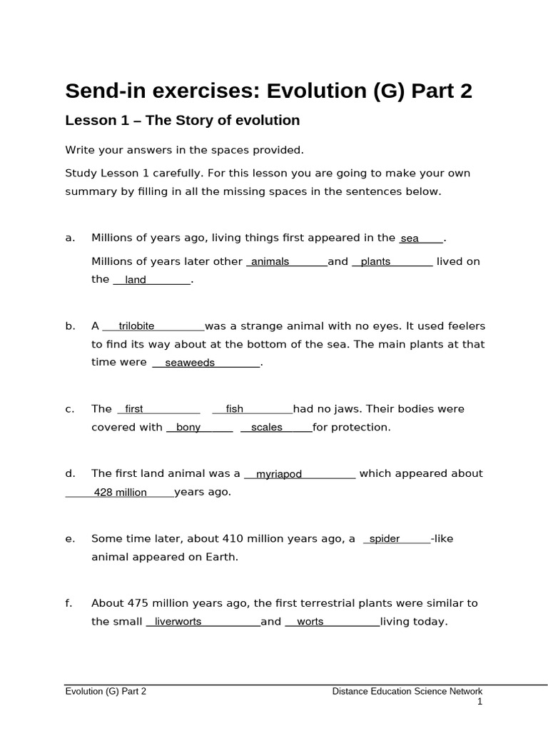 Evolution Study Guide & Exercises | PDF | Homo | Fossil