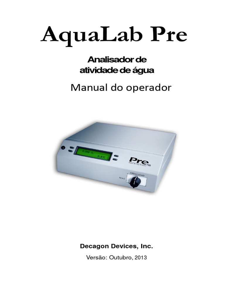 Manual do Analisador AquaLab PRE | PDF | Osmose | Temperatura