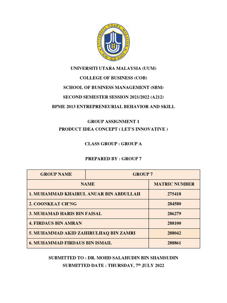 Product Idea Let's Innovative Concept Assignment 1 Group 7 (A) | PDF | Odor | Cost