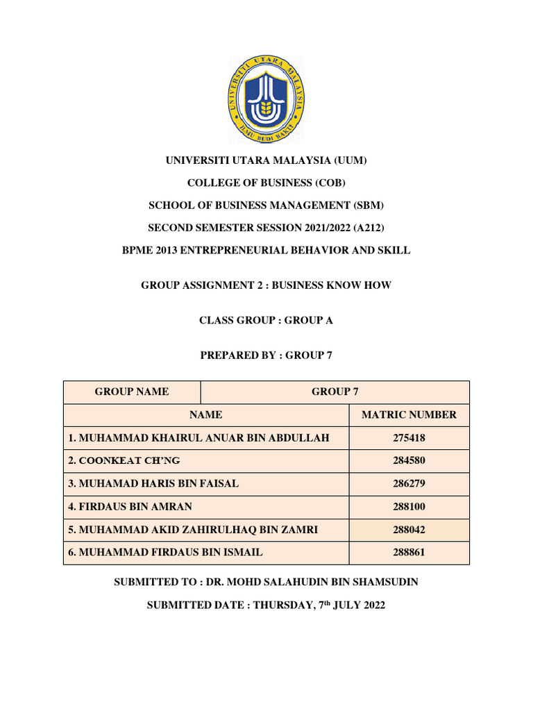 Business Know How Assignment 2 Group 7 | PDF