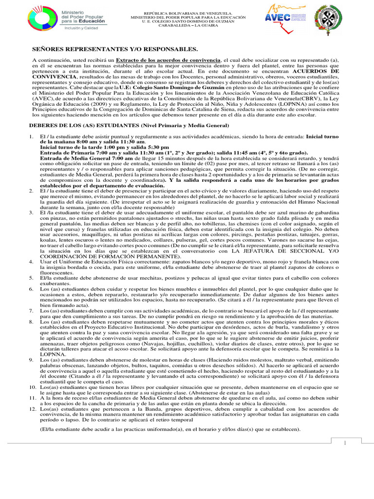 Extracto Del Manual de Convivencia 2023-2024 | PDF | Comportamiento | Maestros