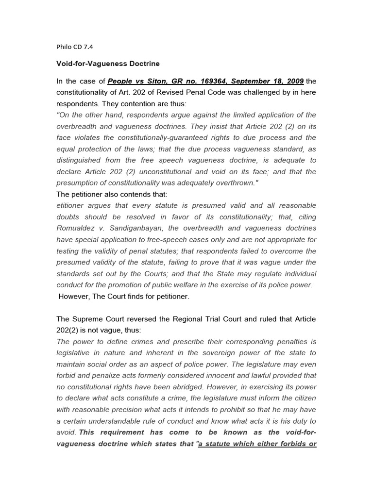 Supreme Court Ruling on Article 202(2) | PDF | Vagueness Doctrine ...