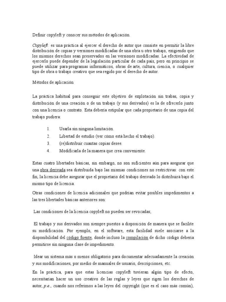 Definir Copyleft y Conocer Sus Métodos de Aplicación | PDF | Software ...