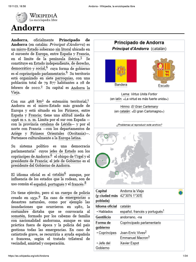 Andorra - Wikipedia, La Enciclopedia Libre | PDF | Judicaturas