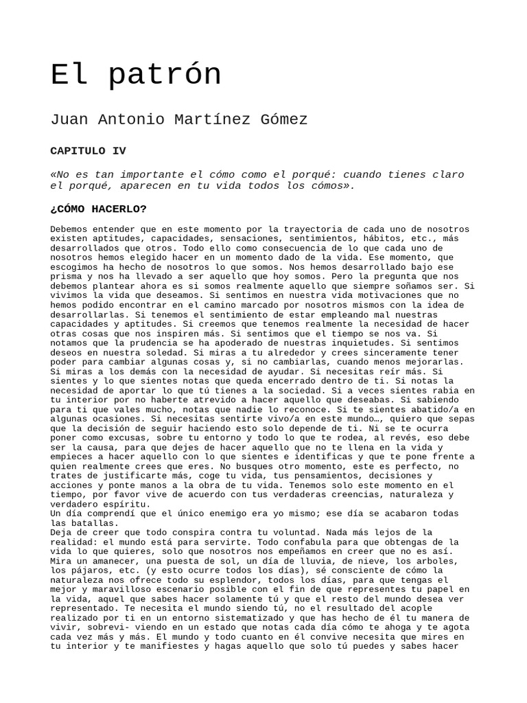 El Patron Capitulo 4 | PDF | Pensamiento | Felicidad