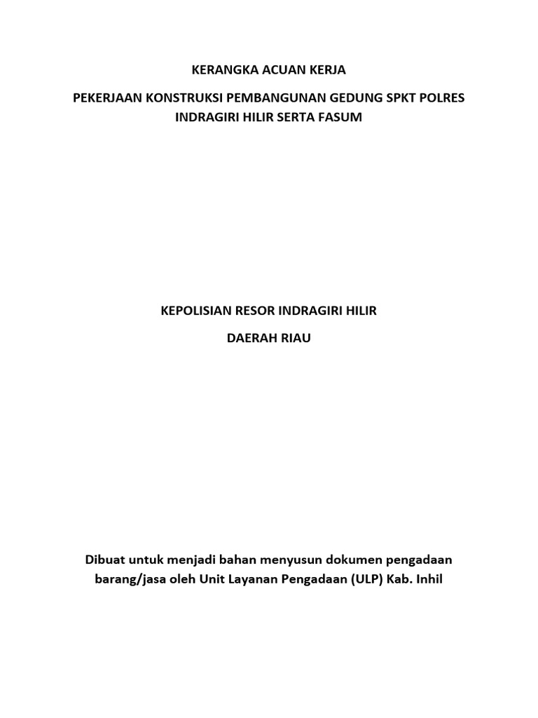 Kerangka Acuan Kerja SPKT | PDF