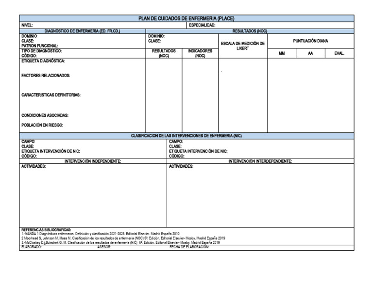 Formato de Place | PDF | Enfermería | Medicina CLINICA