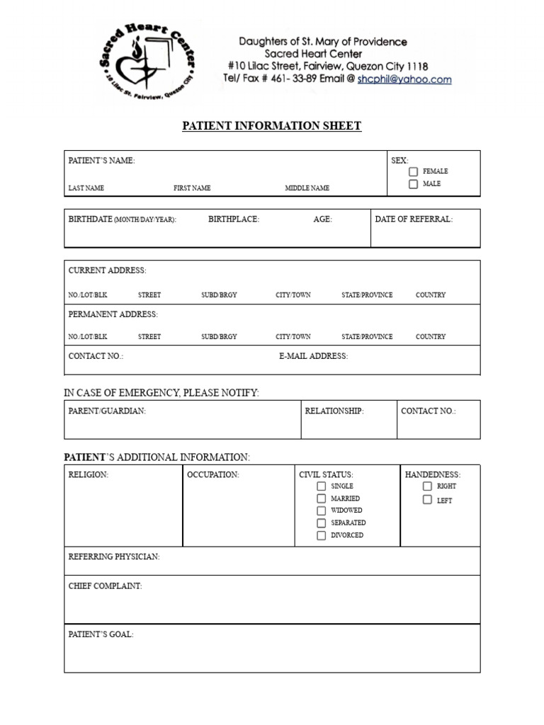 Patient Information Sheet Template | PDF