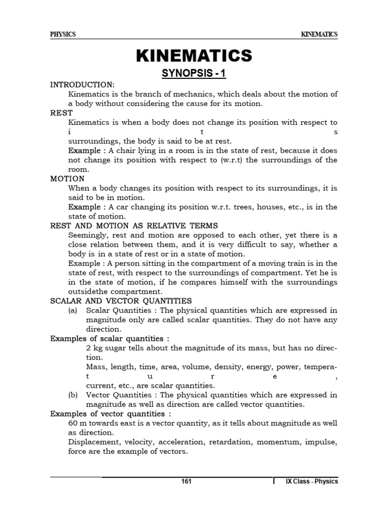 Kinematics Class 9 | PDF | Euclidean Vector | Velocity