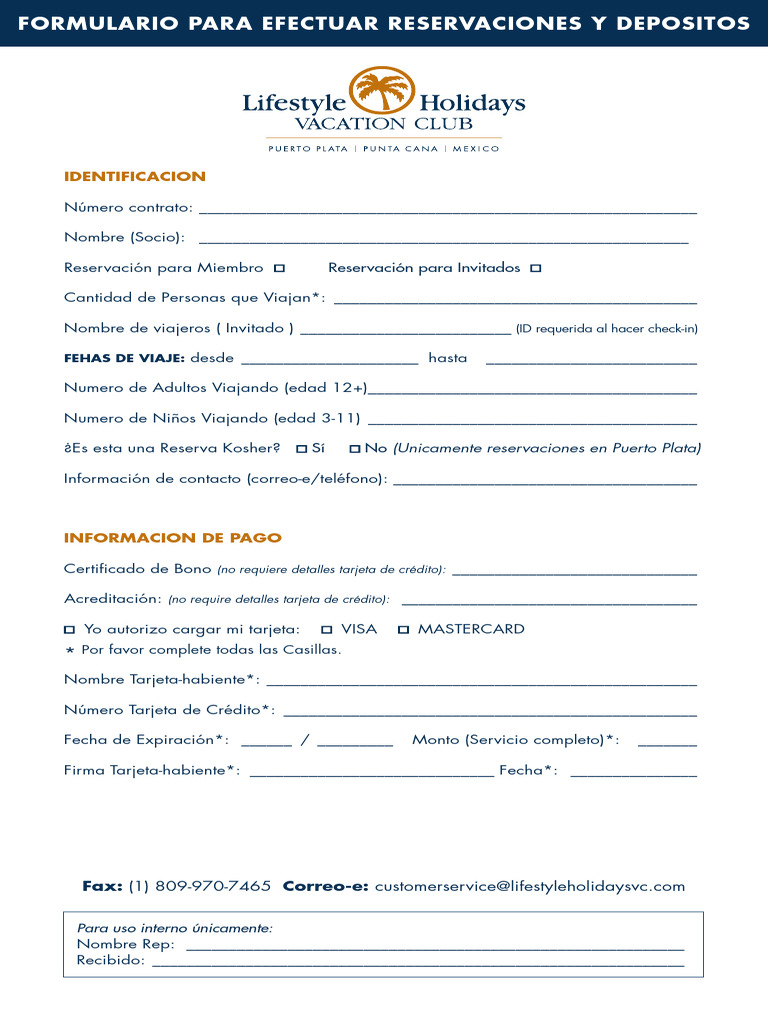 Reservation-Deposit-Form SPA Editable PDF | PDF