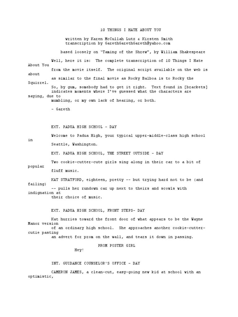10 Things I Hate About You | PDF | Leisure