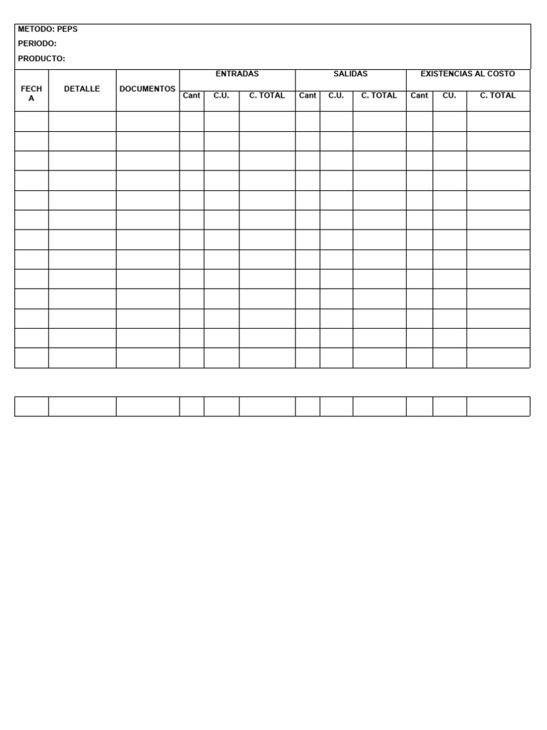Formato PEPS para Inventario | PDF