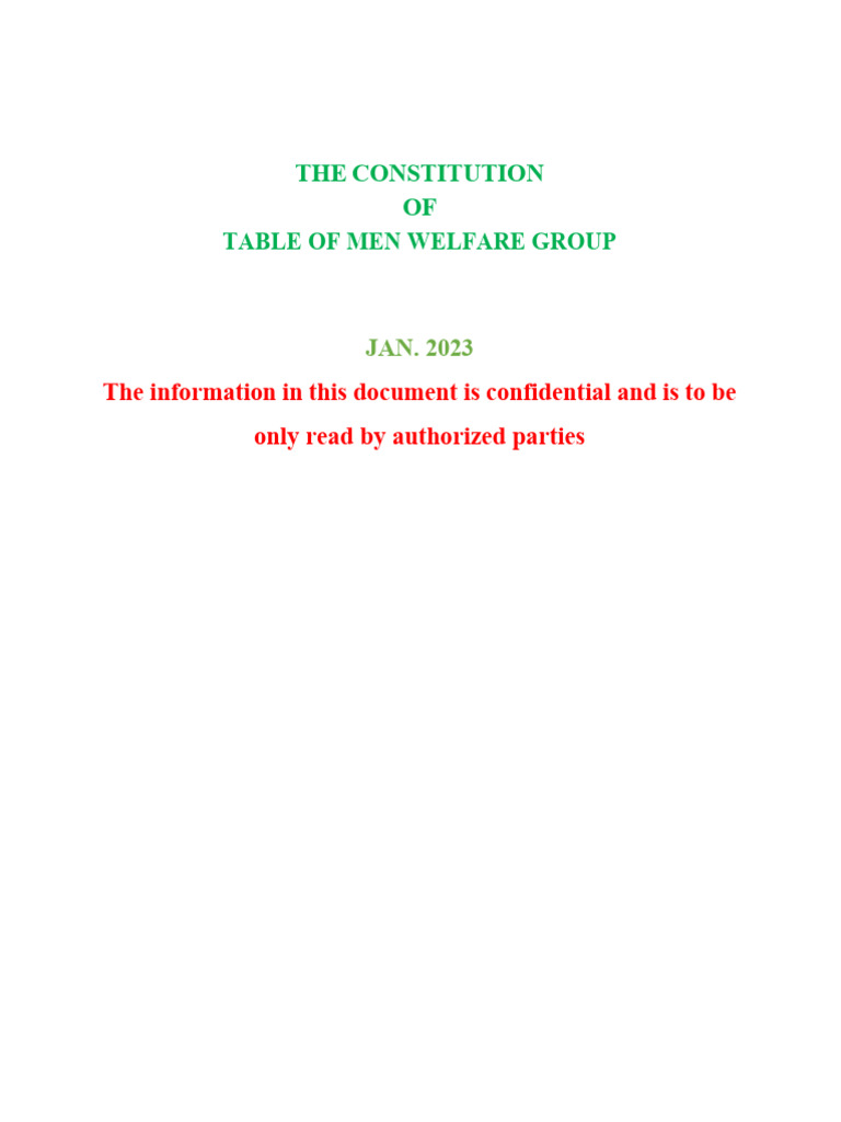 Table of Men Welfare Constitution | PDF | Committee | Welfare