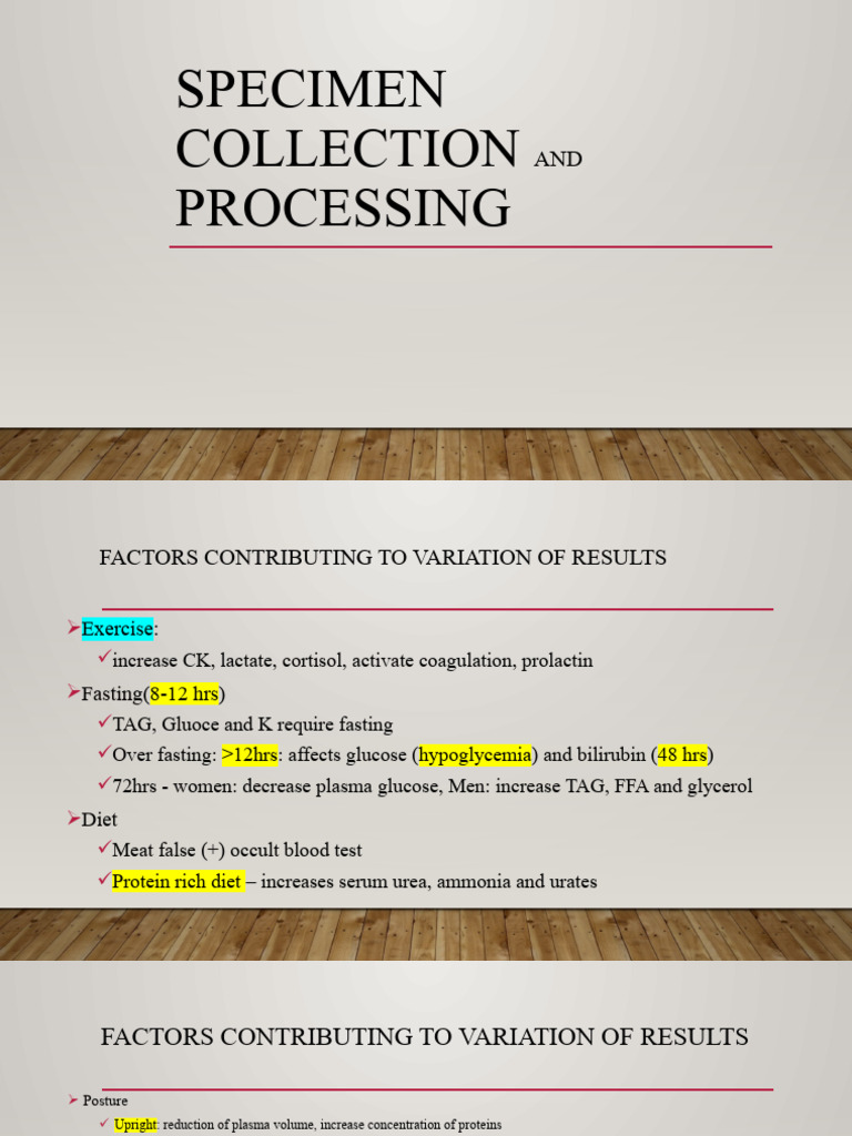 Specimen Collection and Processing | PDF | Cortisol | Blood Plasma