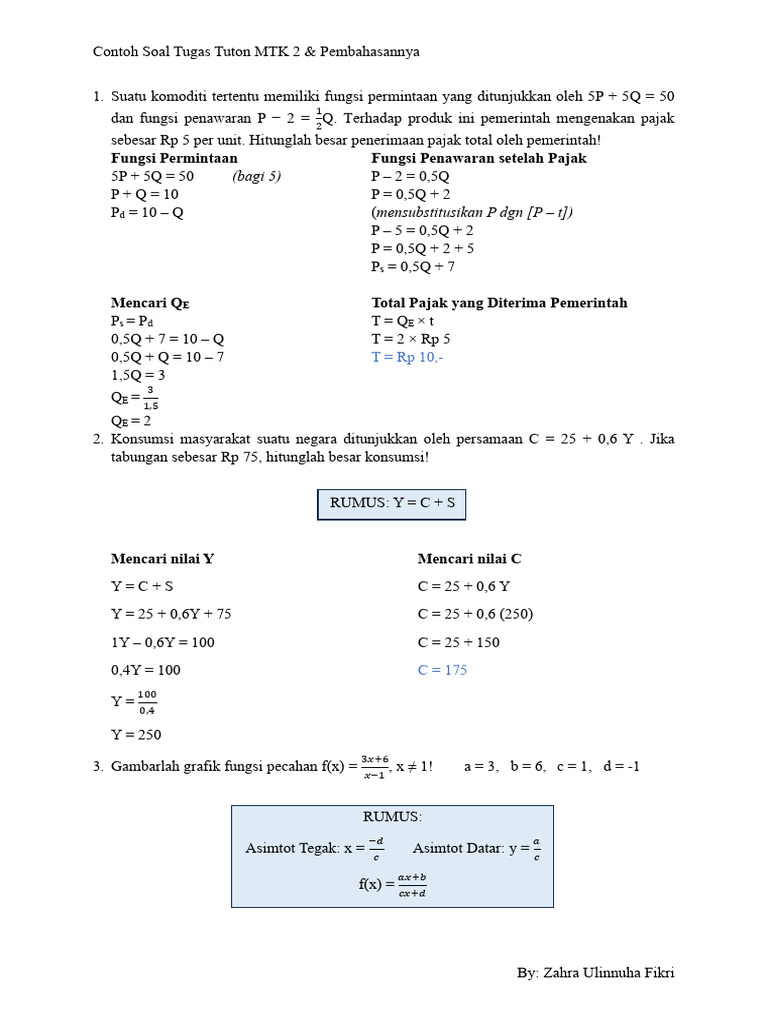 Contoh Soal Tugas Tuton MTK 2 & Pembahasannya (Fix) | PDF