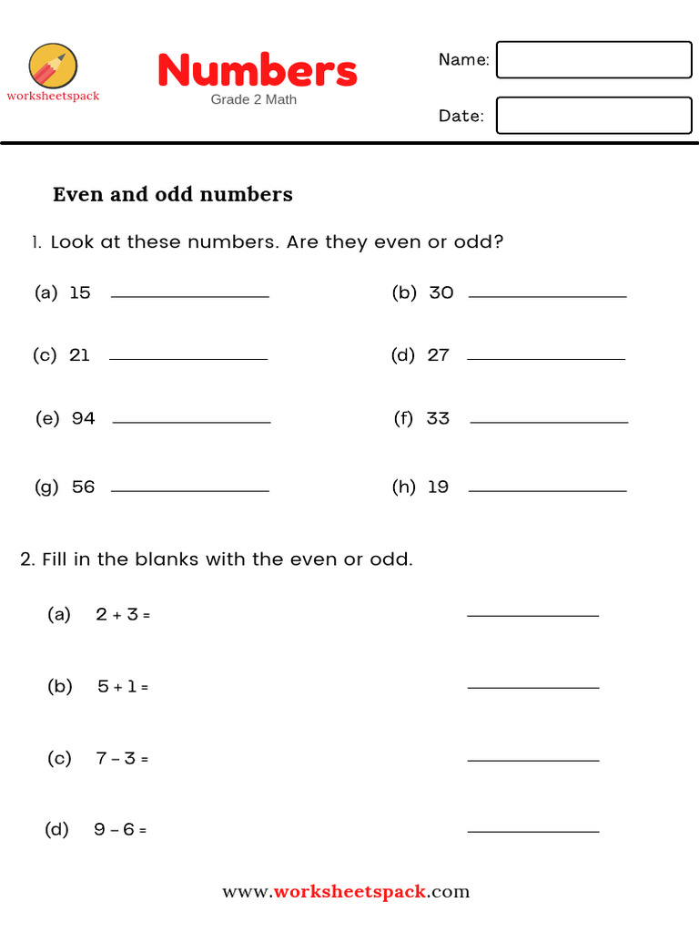 Odd and Even Numbers Worksheet Grade 2 | PDF | Plants | Edible Fruits