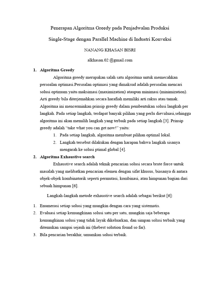 Algoritma Greedy untuk Produksi | PDF | Bisnis