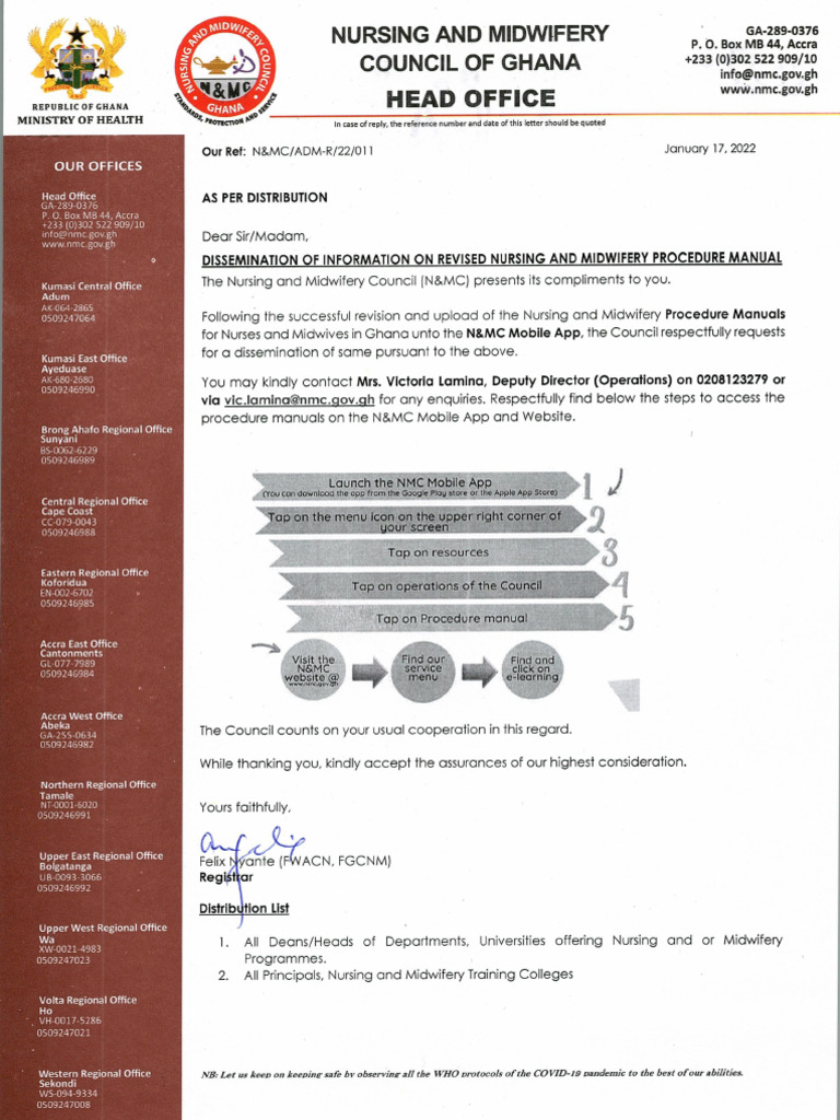 Dissemination of Information On Revised Nursing & Midwifery Procedure ...