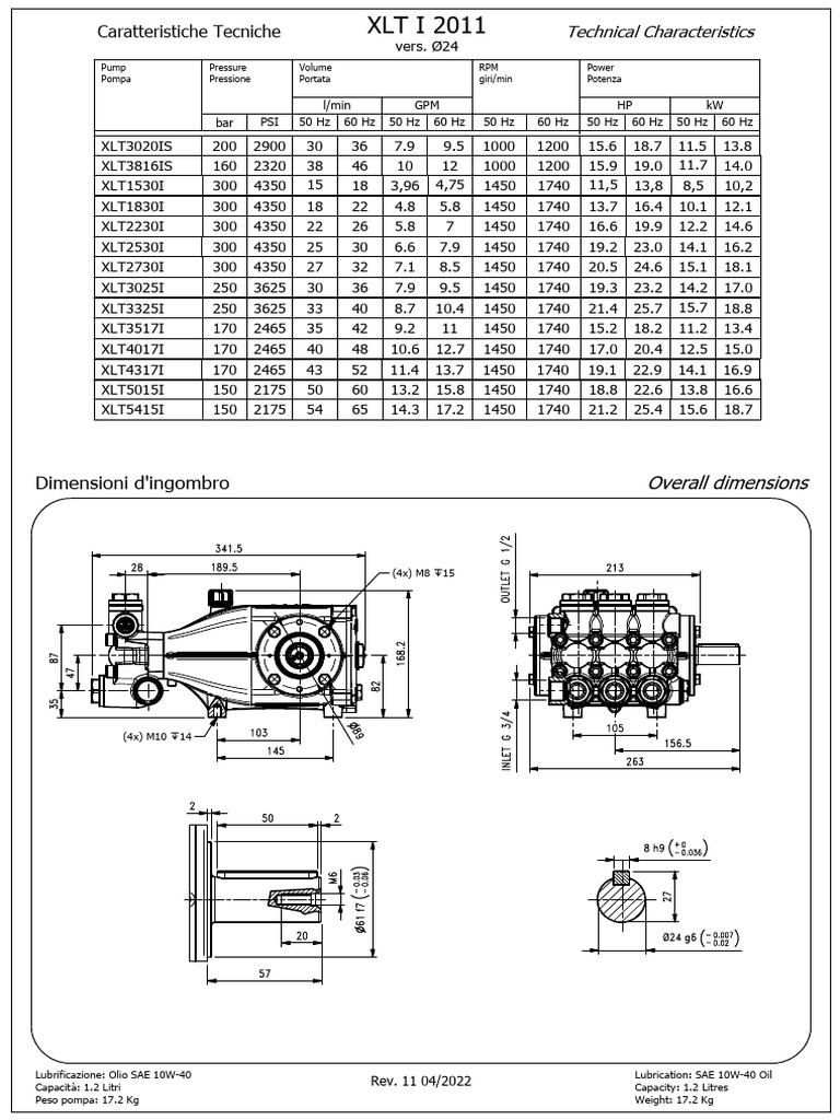 Technical+sheets+xlti+pump High Pressure Pump | PDF | Pump | Engines
