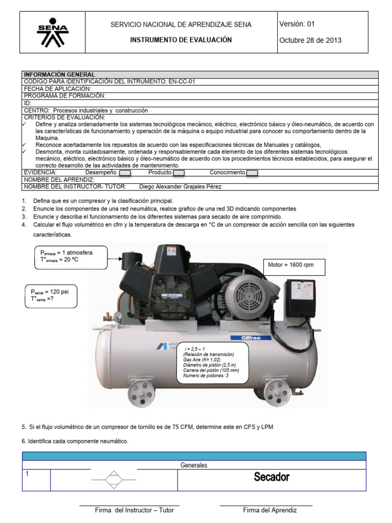 Instrumento de Evaluación Evidencia de Conocimiento - Electroneumatica | PDF | Ingeniería ...