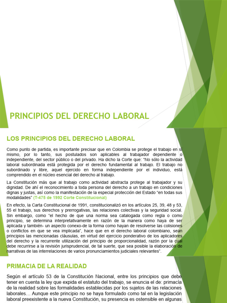 Los Principios Del Derecho Laboral Agosto 2023 | PDF | Derecho laboral | Constitución