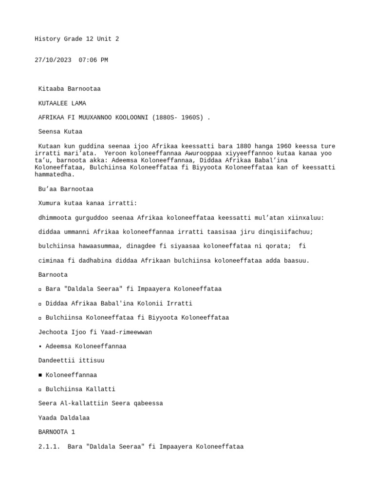 History Grade 12 Unit 2 | PDF
