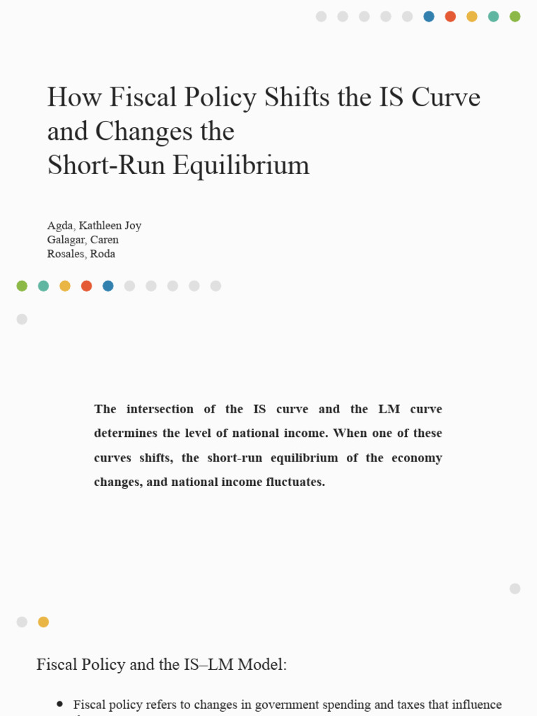 GROUP 5 How Fiscal Policy Shifts The IS Curve and Changes The ShortRun ...
