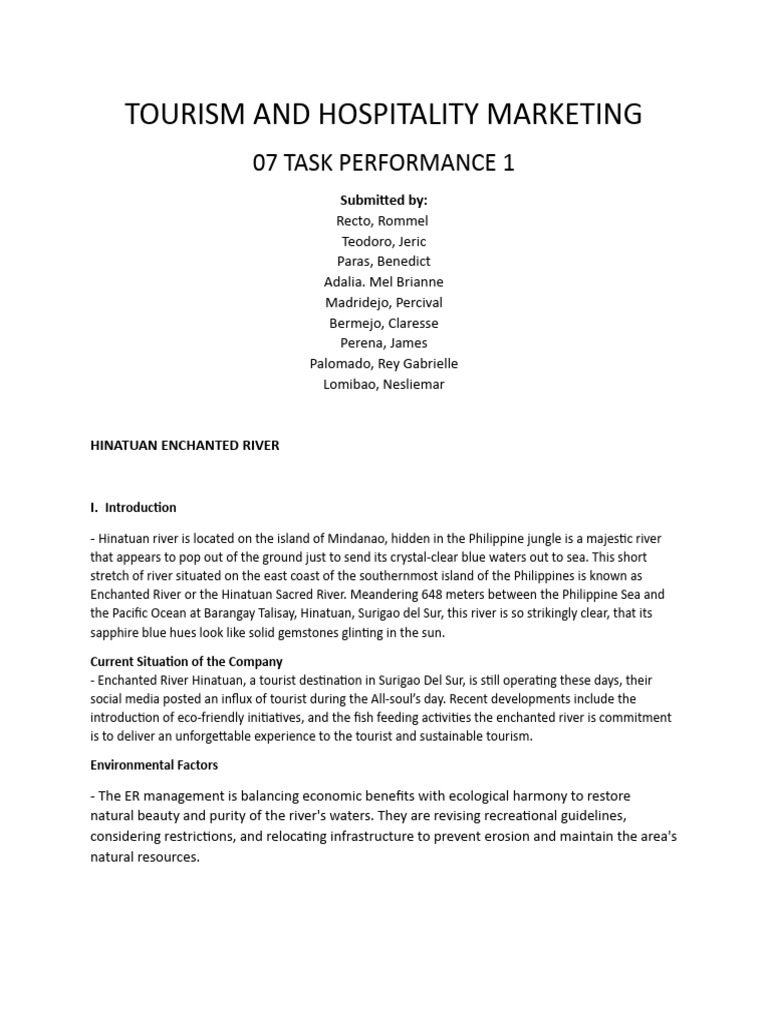 Group of Nesliemar - 07 - Task Performance 1 | PDF | Tourism | Pricing