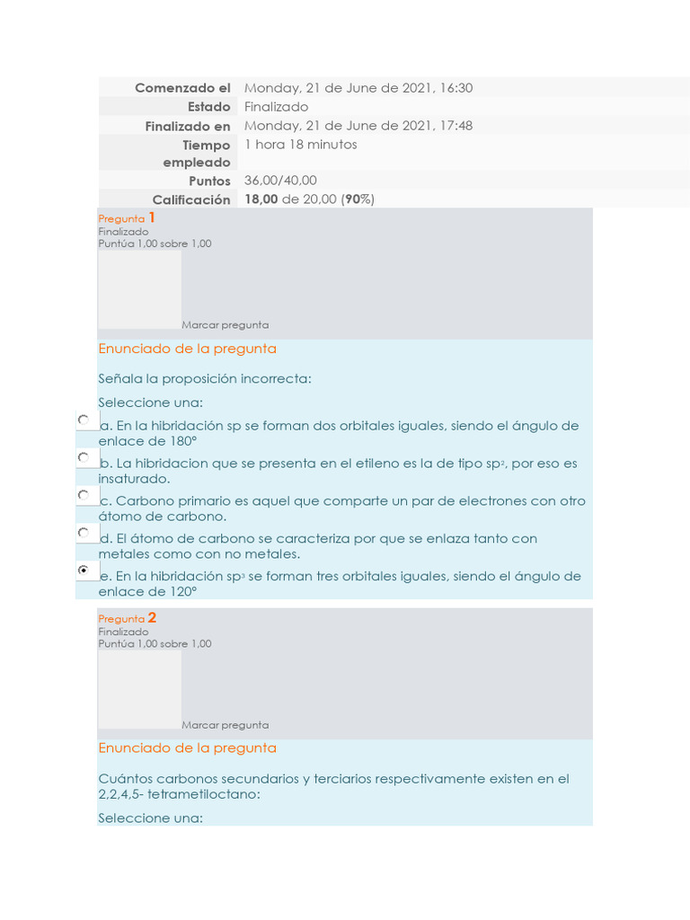 Examen Final Quimica 2021 | PDF | Lípido | Rna