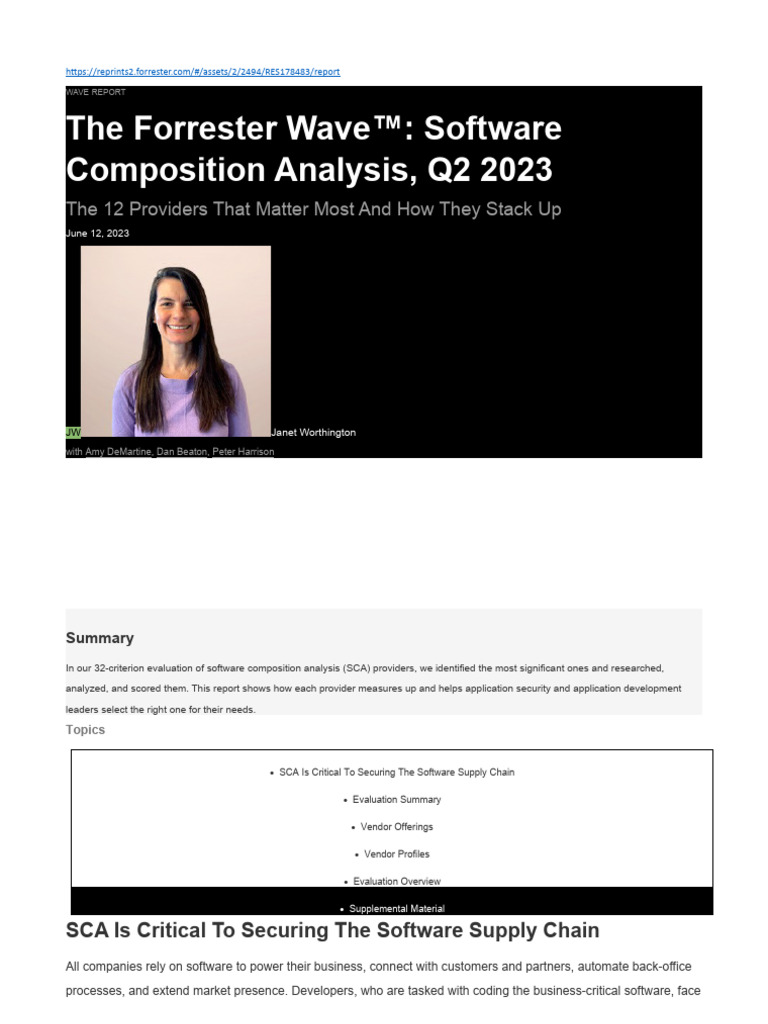 Forrester Wave-SCA Q2 2023 | PDF | Vulnerability (Computing) | Cloud ...