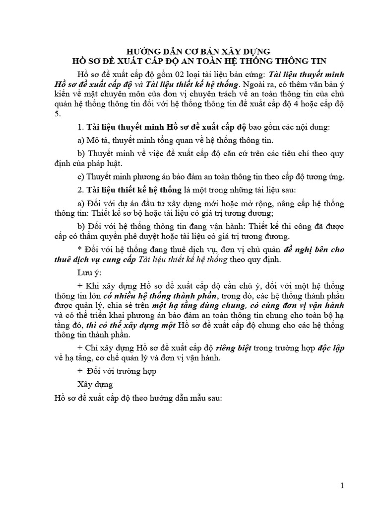 Huong Dan Xay Dung Ho So Cap Do Attt Mu STTTT | PDF