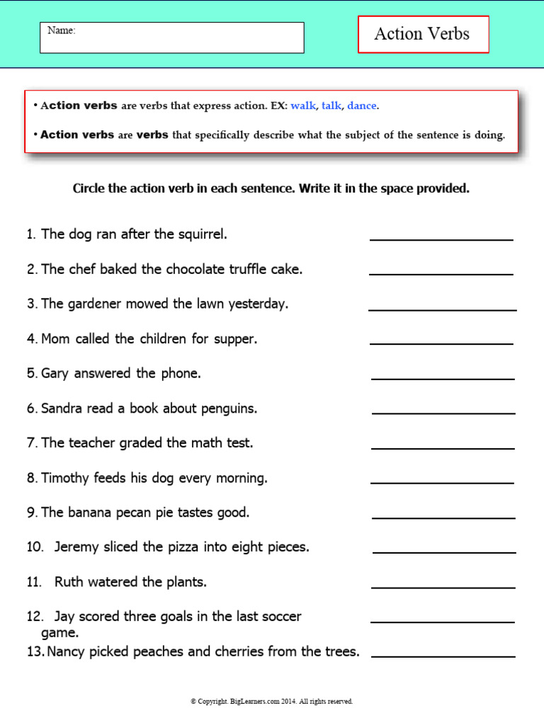 Action Verbs | PDF