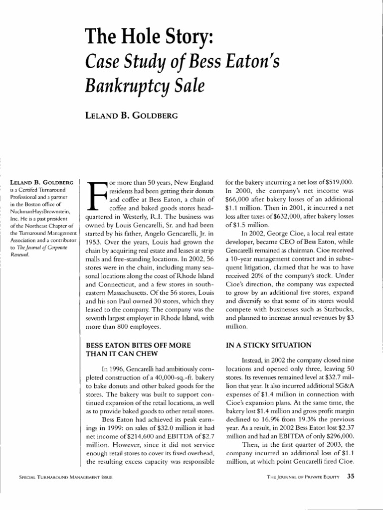Chap006 - Case Study of Bankruptcy Sale | PDF | Bankruptcy | Chapter 11