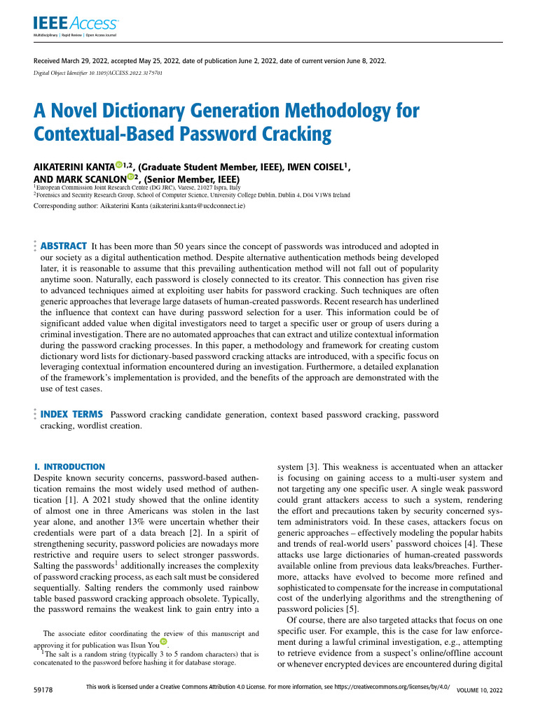 A Novel Dictionary Generation Methodology For Contextual-Based Password ...