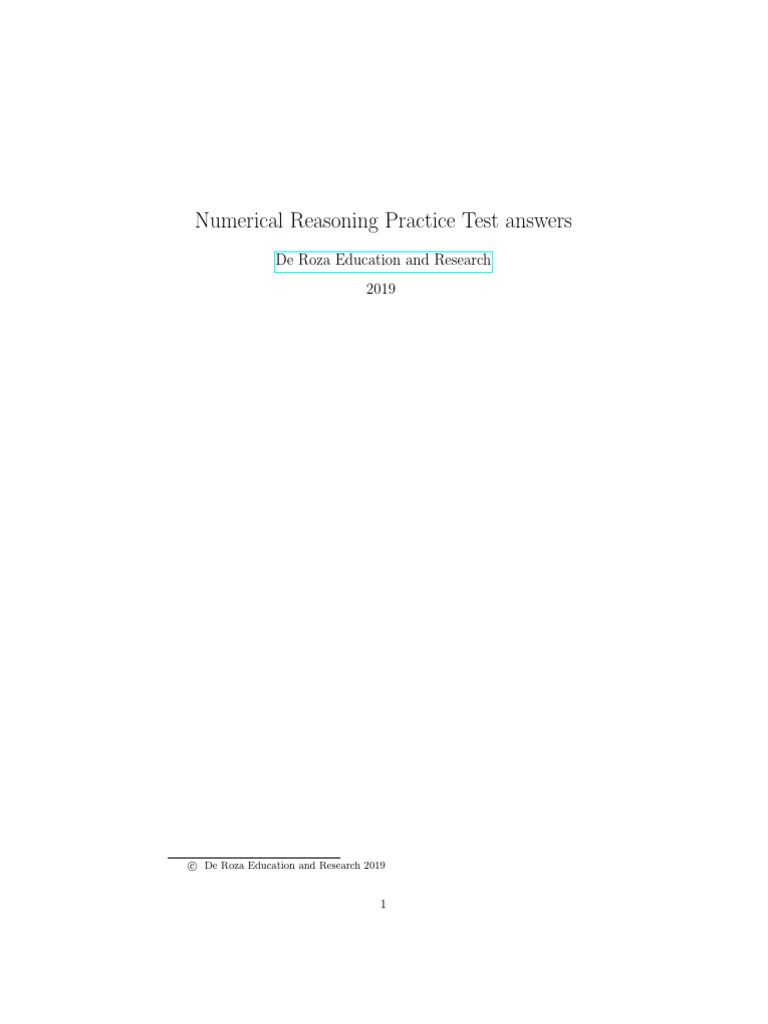 Selective School Numerical Reasoning Sample Test 1 - Answers - Year 9 ...