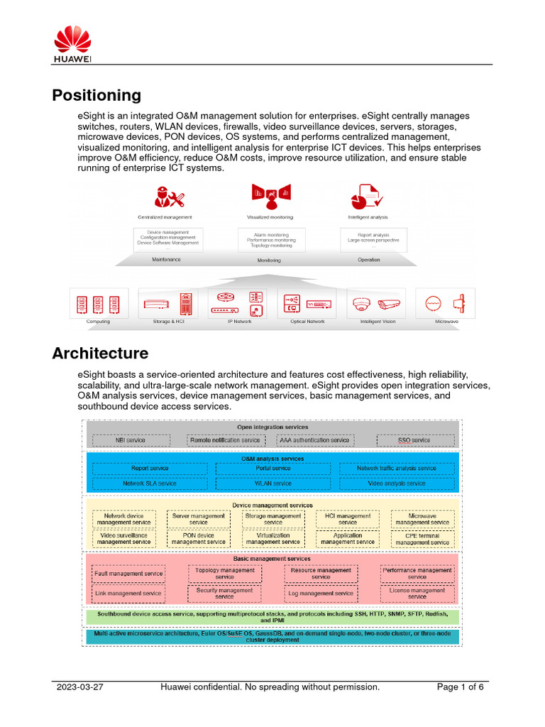Huawei eSight O&M Management Overview | PDF | Computer Network ...