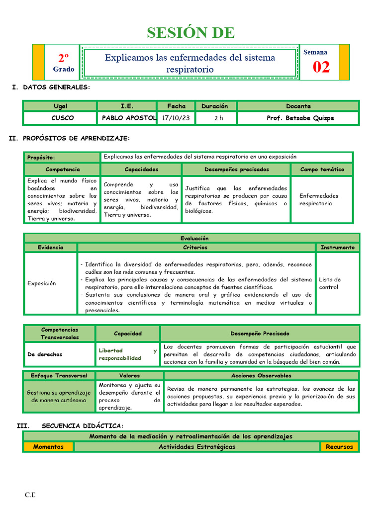 2° Sesión de Aprendizaje Sesión 3-Sem.2-Exp.6-Cyt | PDF | Aprendizaje | Evaluación