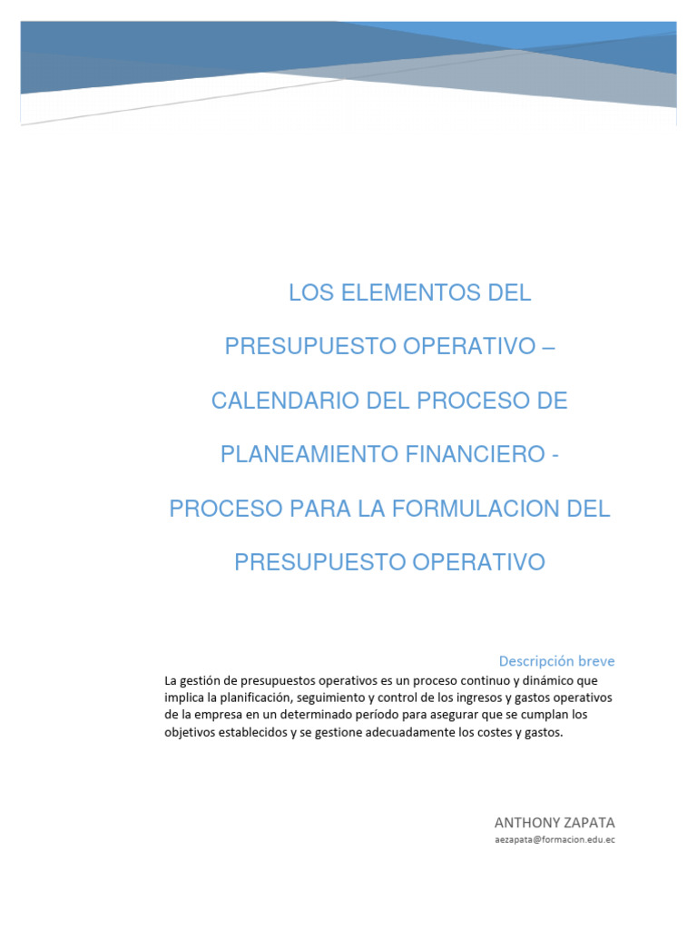 Elementos Del Presupuesto Operativo | PDF | Presupuesto | Business