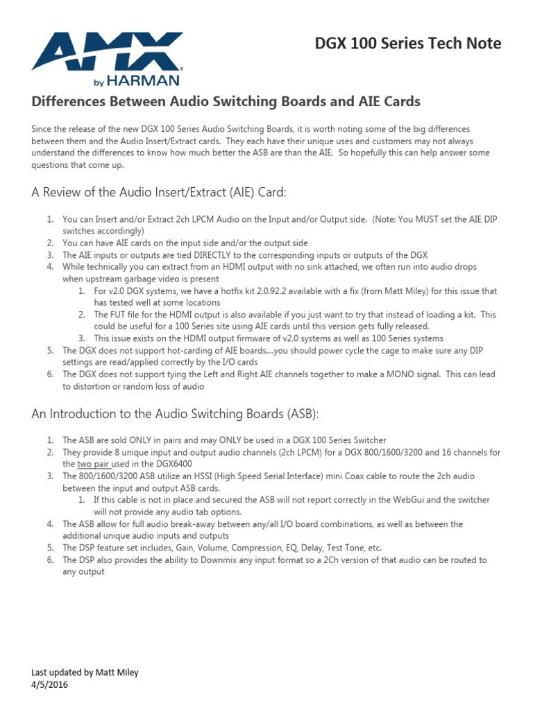 DGX 100 Series - Differences Between ASB and AIE Boards | PDF | Hdmi ...