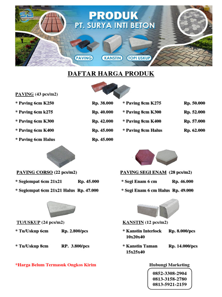 Harga Paving dan Uskup per Meter | PDF | Griya & Taman