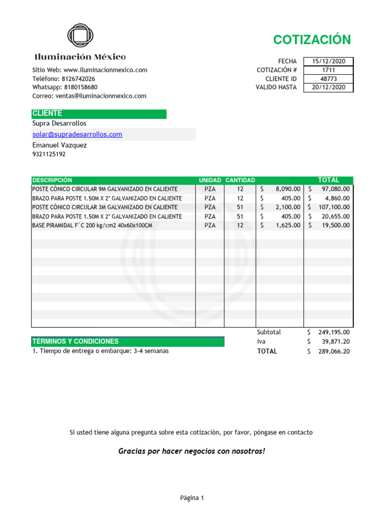 Cotización 1711 | PDF