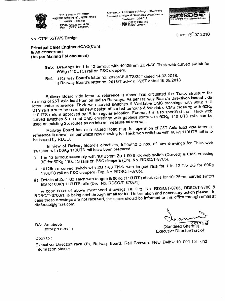TWS RDSO Drawing 8705, 8706, 8706 1 1 in 12, 60 KG 110 UTS TWS PDF | PDF