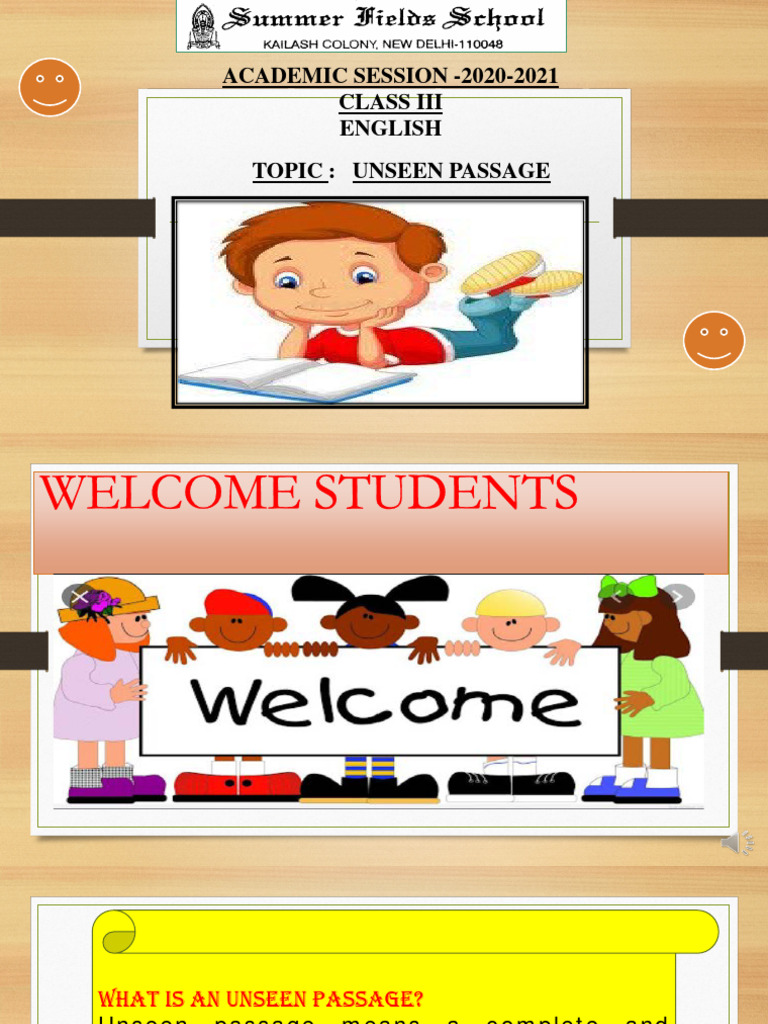 Class III Subject English Topic Unseen Passage 2020 2021 | PDF
